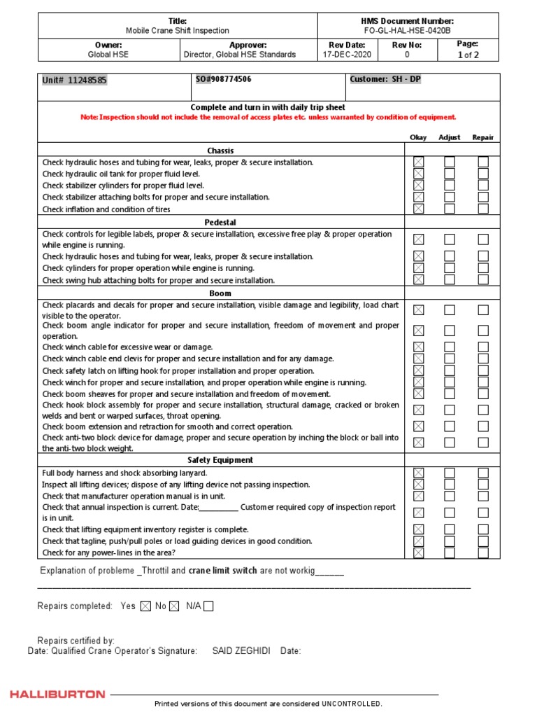 6-Mobile Crane inspection-FO-GL-HAL-HSE-0420B | PDF
