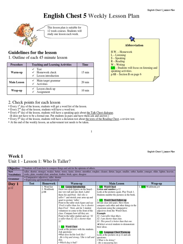 English Chest 5 Student Book Lesson Plan | PDF | Lesson Plan | English ...