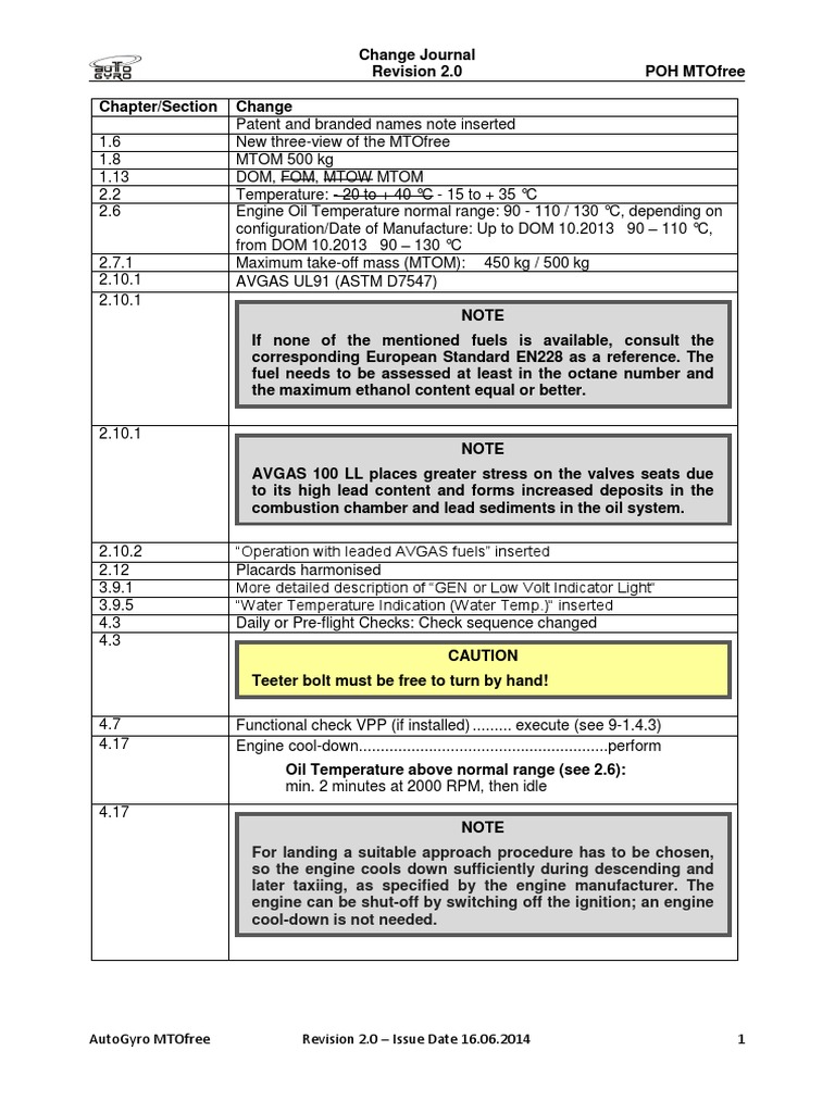 AutoGyro MTOfree Change Journal 2.0 | PDF | Machines | Engines