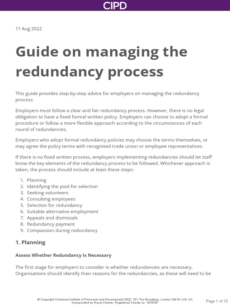 HR Managing Redundancy - 20230327T223951 | PDF | Employment | Layoff
