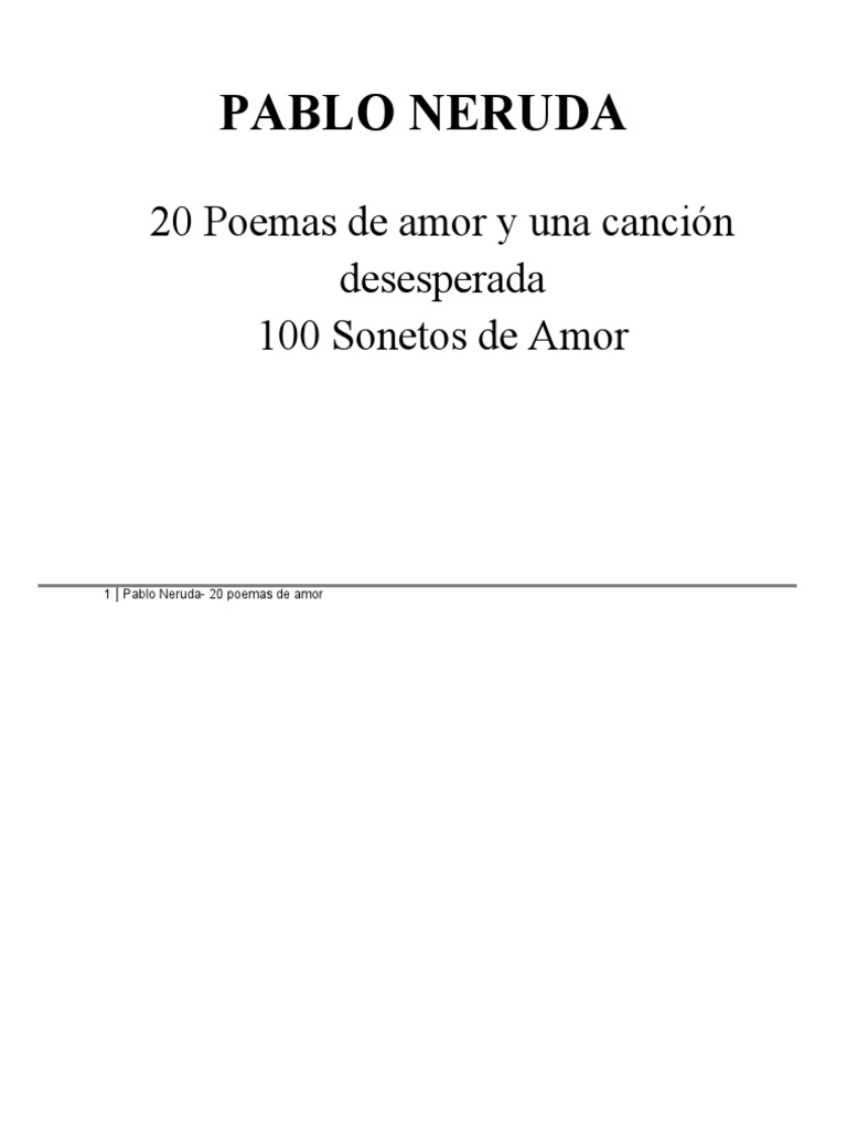 20 Poemas de Amor de Pablo Neruda | PDF | Amor | Cielo
