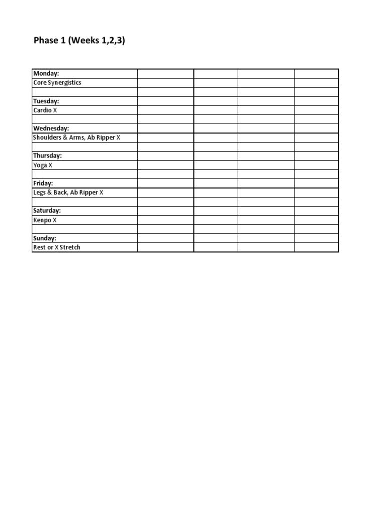 P90X Lean Workout Schedule Overview | PDF | Wellness