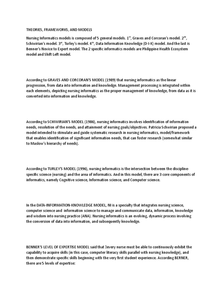 Nursing Informatics Models | PDF