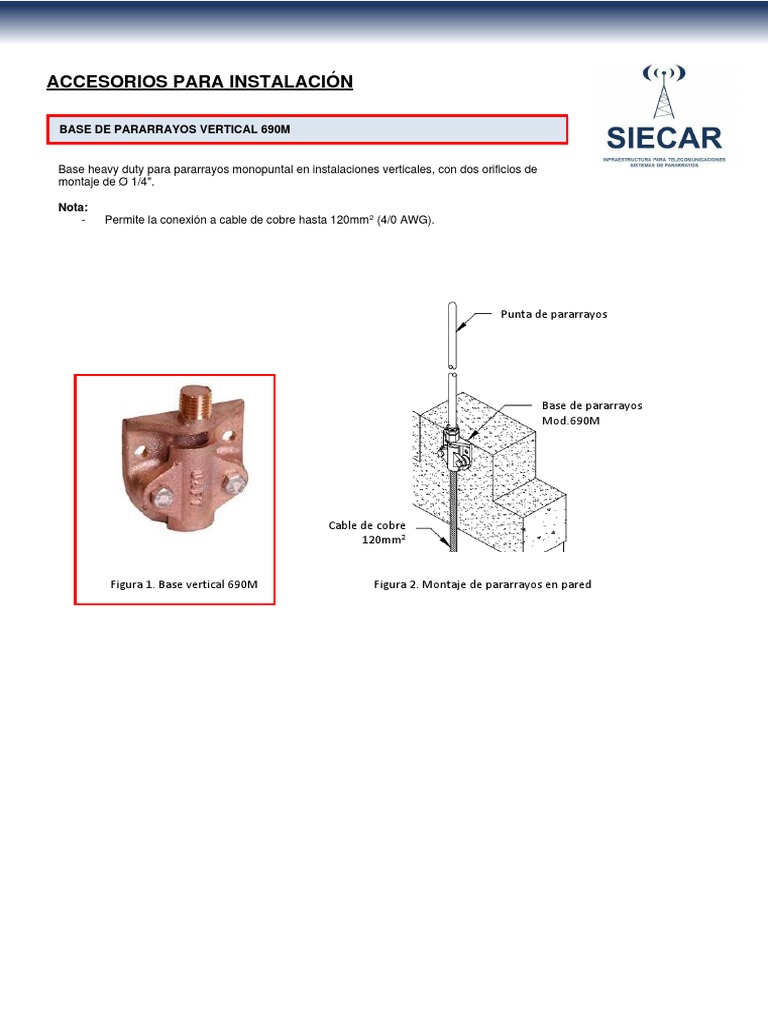 Base de Pararrayos Vertical 690M | PDF