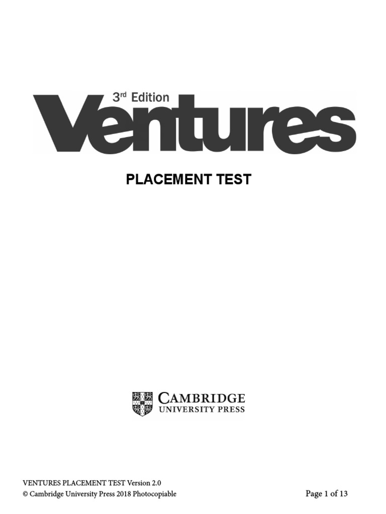 Ventures Placement Test Instructions | PDF