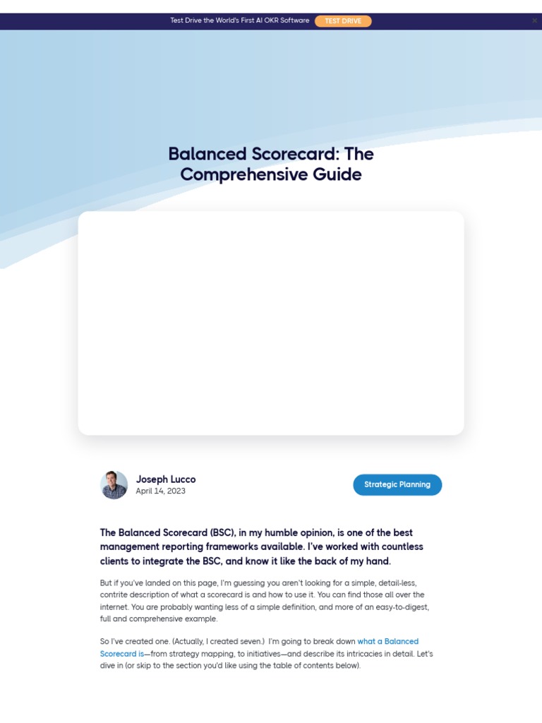 Balanced Scorecard - The Comprehensive Guide - ClearPoint Strategy | PDF