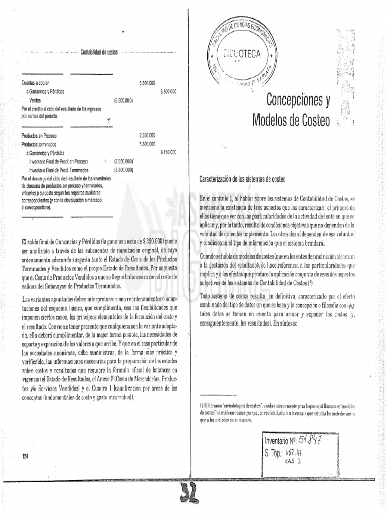 Contabilidad de Costos Principios y Esquemas Daniel Cascarini | PDF