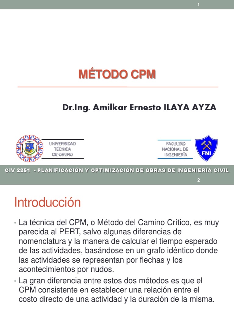 Método CPM: DR - Ing. Amilkar Ernesto ILAYA AYZA | PDF