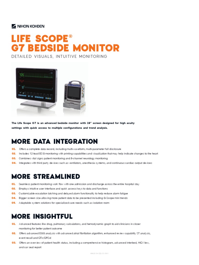 Lifescope g7 Spec Sheet MMLB 344 - B-Co-3951 - 1 | PDF | Monitoring ...