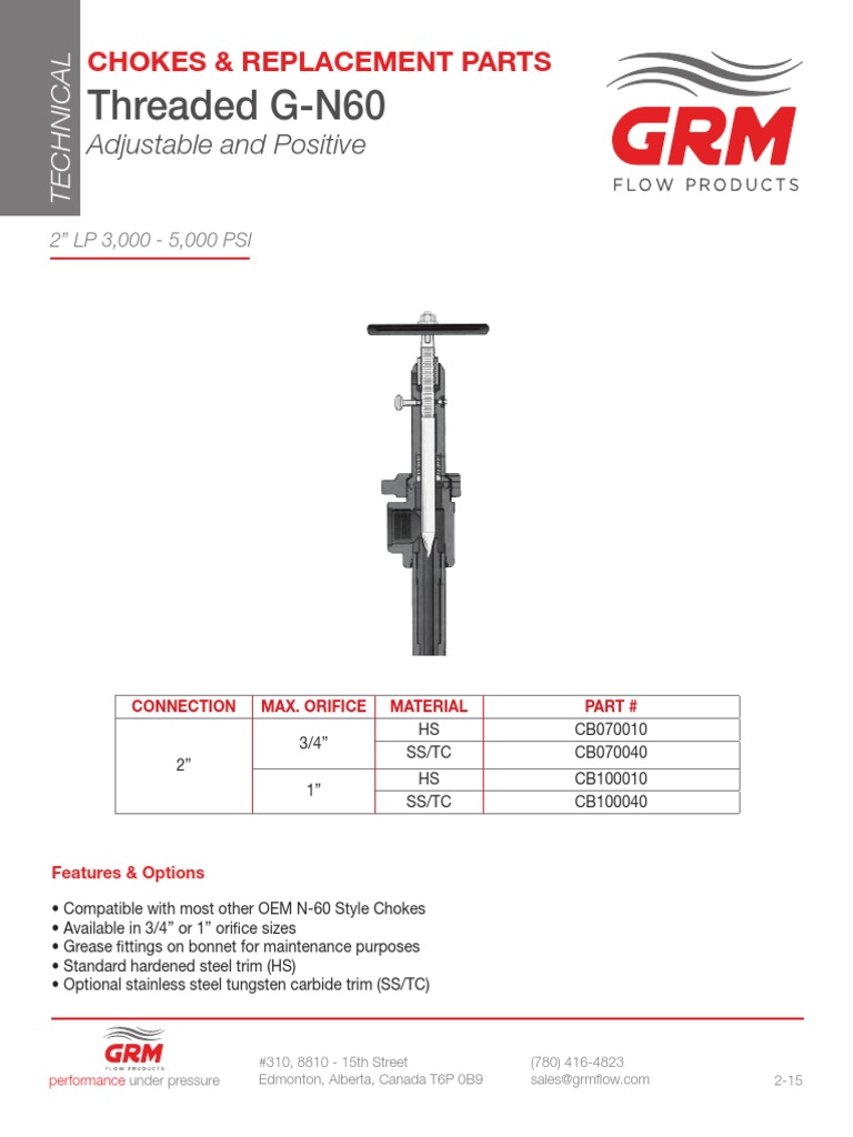 CATALOGO GRM - Chokes - N60 | PDF | Screw | Mechanical Engineering