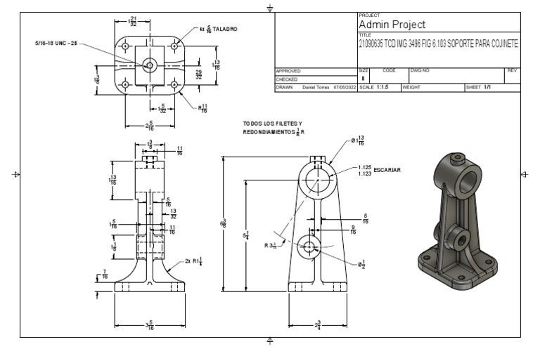 TCD IMG 3496 FIG 6.103 SOPORTE PARA COJINETE Dibujo v2 | PDF