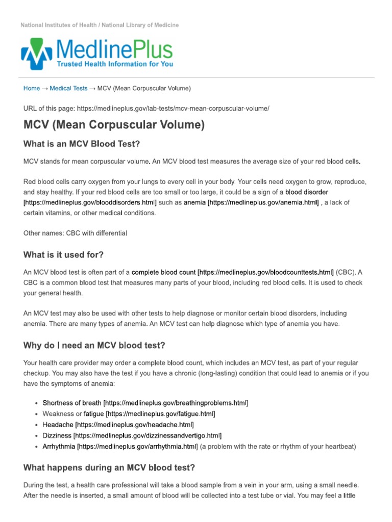 MCV Test | PDF