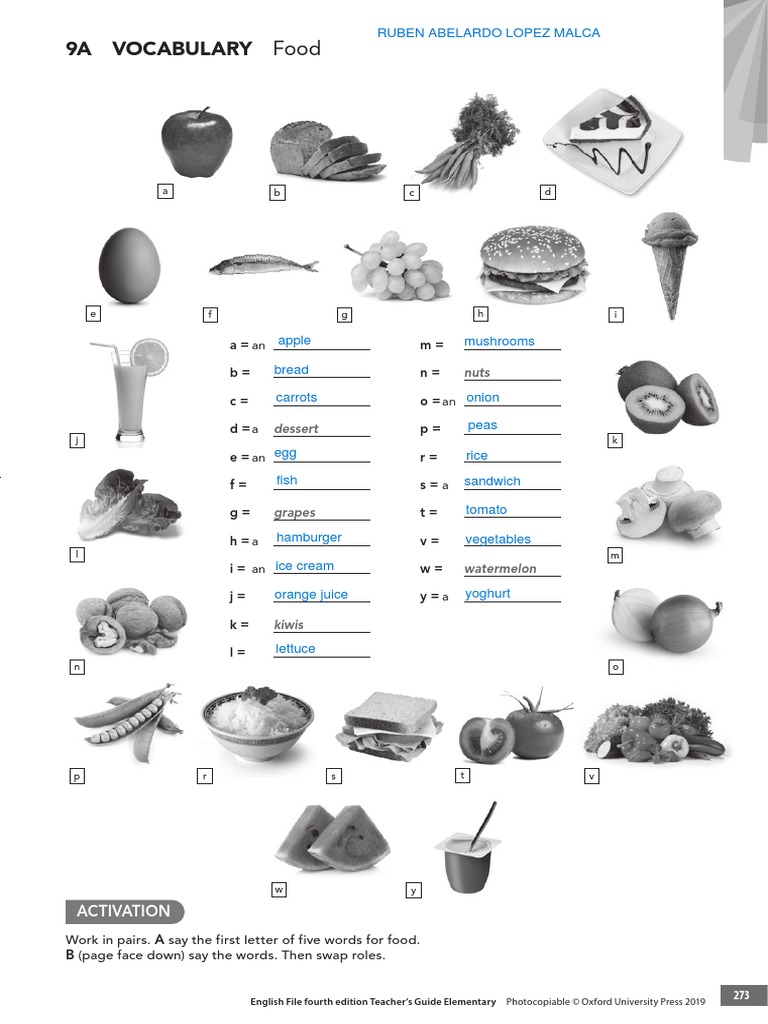 Food Vocabulary Activities Guide | PDF