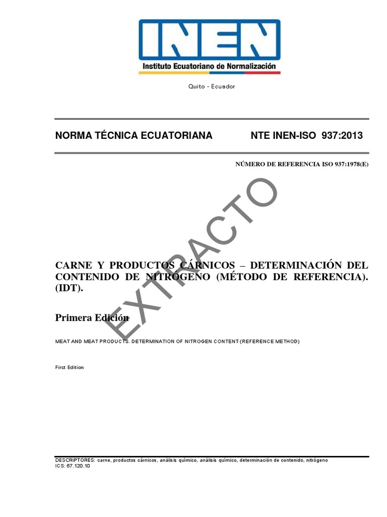 Nte Inen Iso 937 | PDF | Amoníaco | Organización internacional para la estandarización