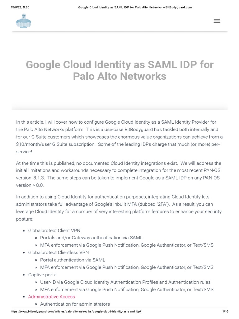 Google Cloud Identity As SAML IDP For Palo Alto Networks | PDF | Cloud Computing | Information ...
