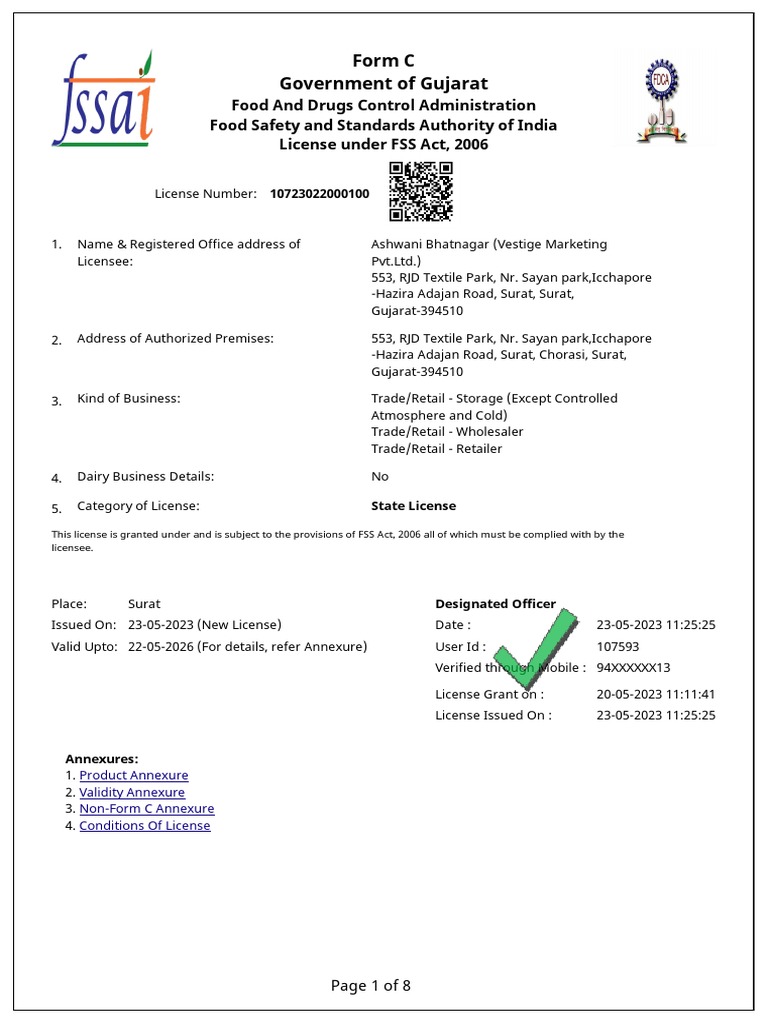Form C Government of Gujarat | PDF | Foods | Vegetable Oil