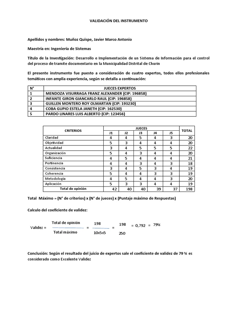 02 Validación Con Juicio de Experto | PDF
