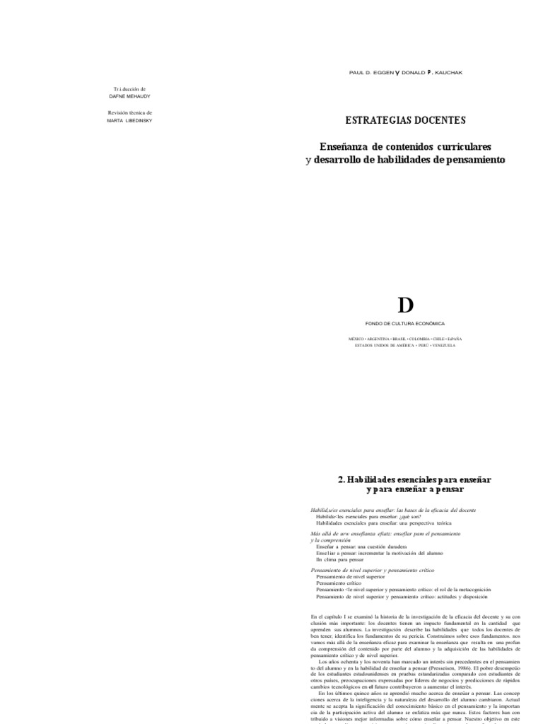 Eggen y Kauchak Habilidades de Enseñanza | PDF