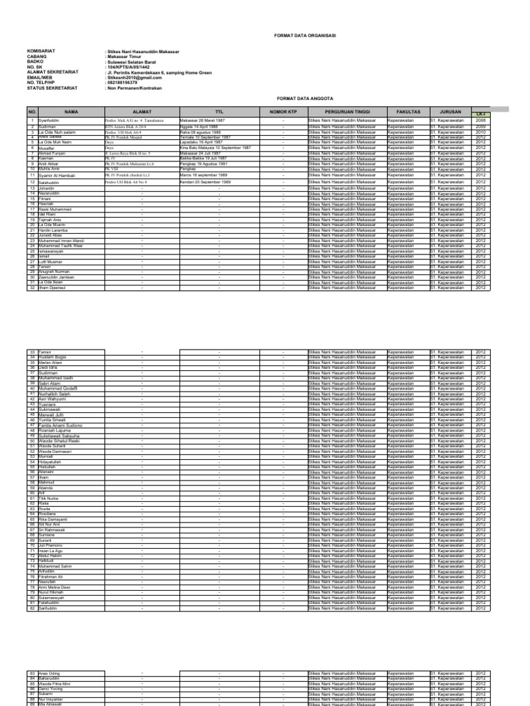 Form Database Organisasi | PDF
