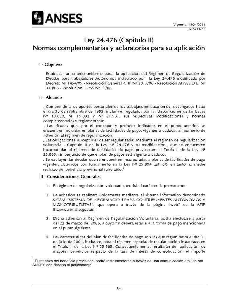 Ley 24476 PREV-11-37 | PDF