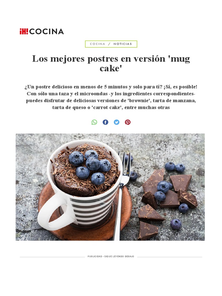 Prepara en Casa Tus Postres Favoritos en Versión 'Mug Cake' | PDF | Postres | Cocina occidental