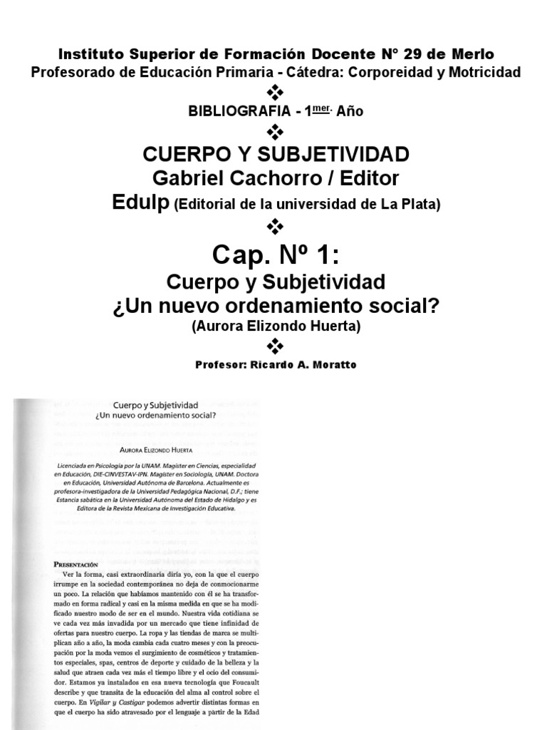 1-Cuerpo y Subjetividad - Cap. 1 | PDF