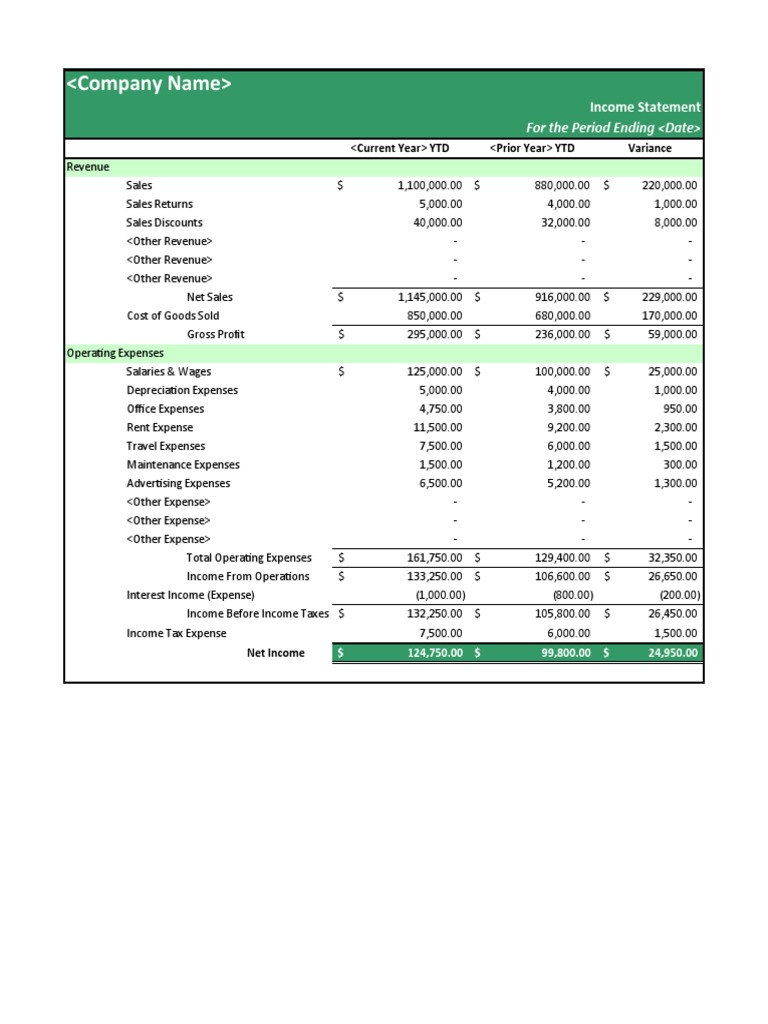 Income Statement Template 09 | PDF