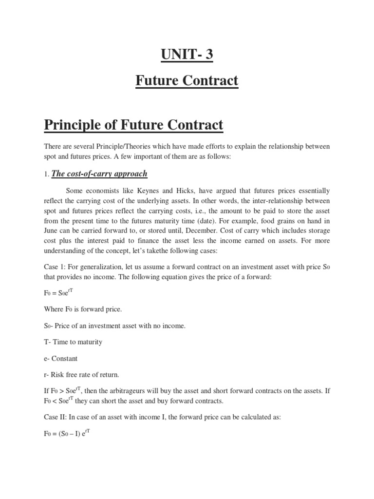 Unit 03 - Future Contract - Principle of Future Contract | PDF ...