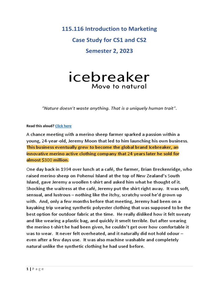 Case Study Description - Icebreaker - Semester 2 2023 Final | PDF