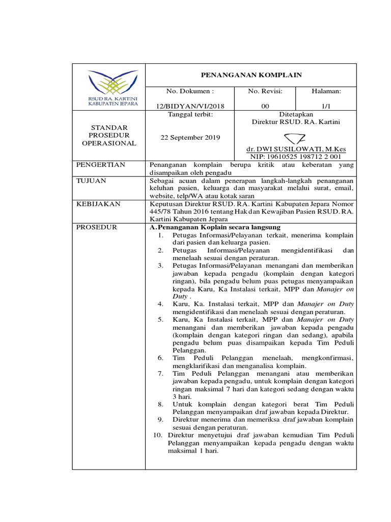 15 Spo Penanganan Complain Komplaian DG Grading | PDF