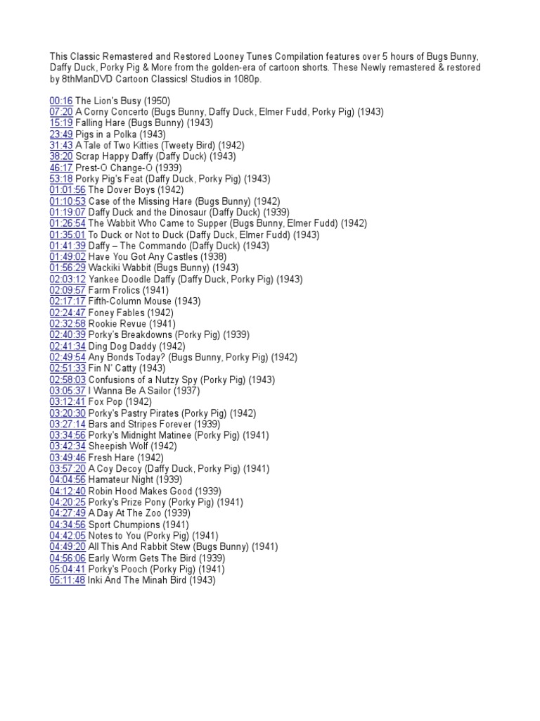 Looney Tunes Pdf Pdf