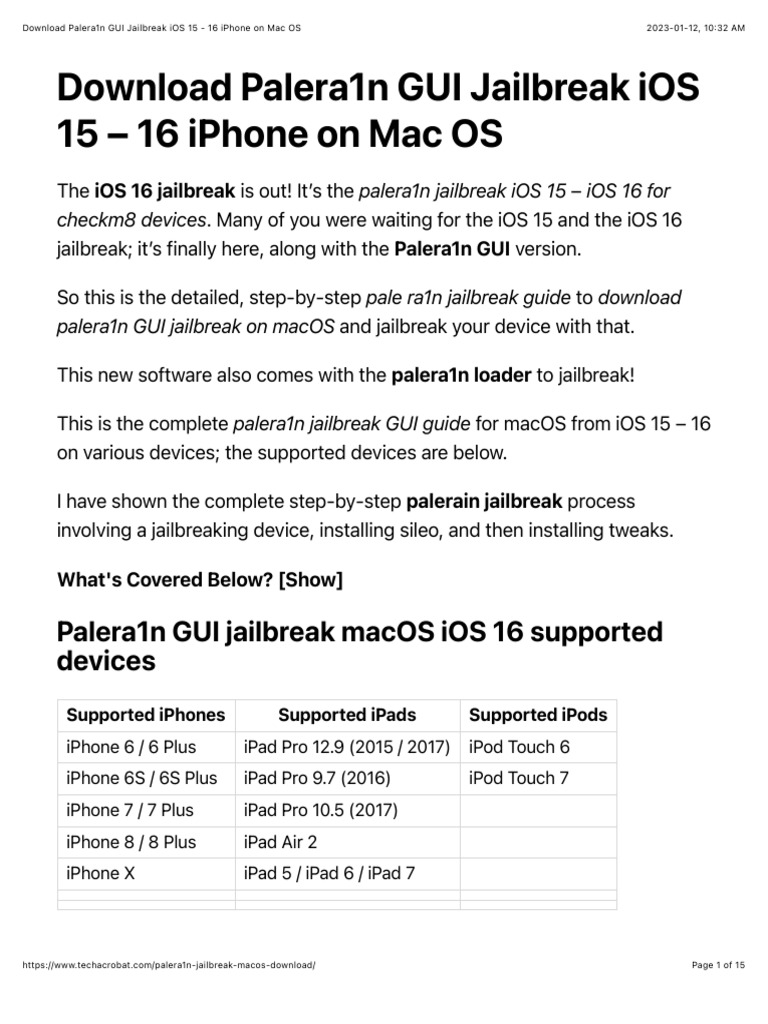 Palera1n GUI Jailbreak Setup PDF | PDF | Ios | Mac Os