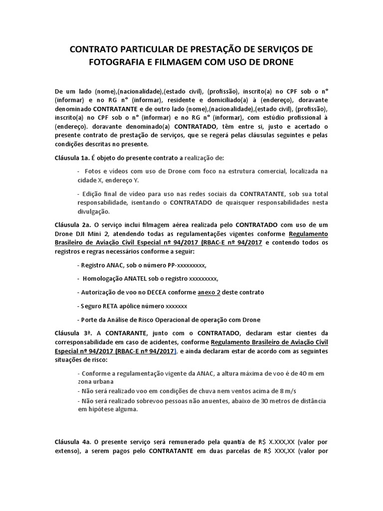 Contrato de Filmagem Com Drone | PDF | Veículo aéreo não tripulado