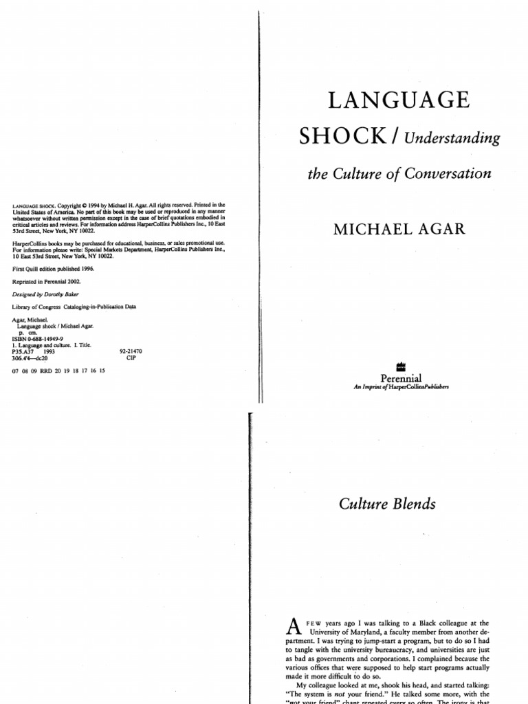 Agar Language Shock Understanding The Culture of Conversation | PDF ...