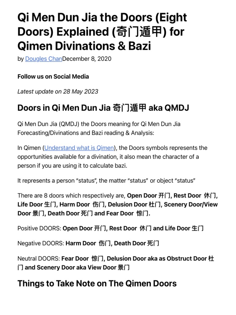 Understanding the Eight Qimen Doors | PDF