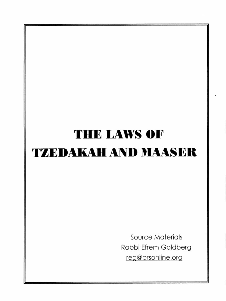 The Laws of Tzedakah and Maaser | PDF