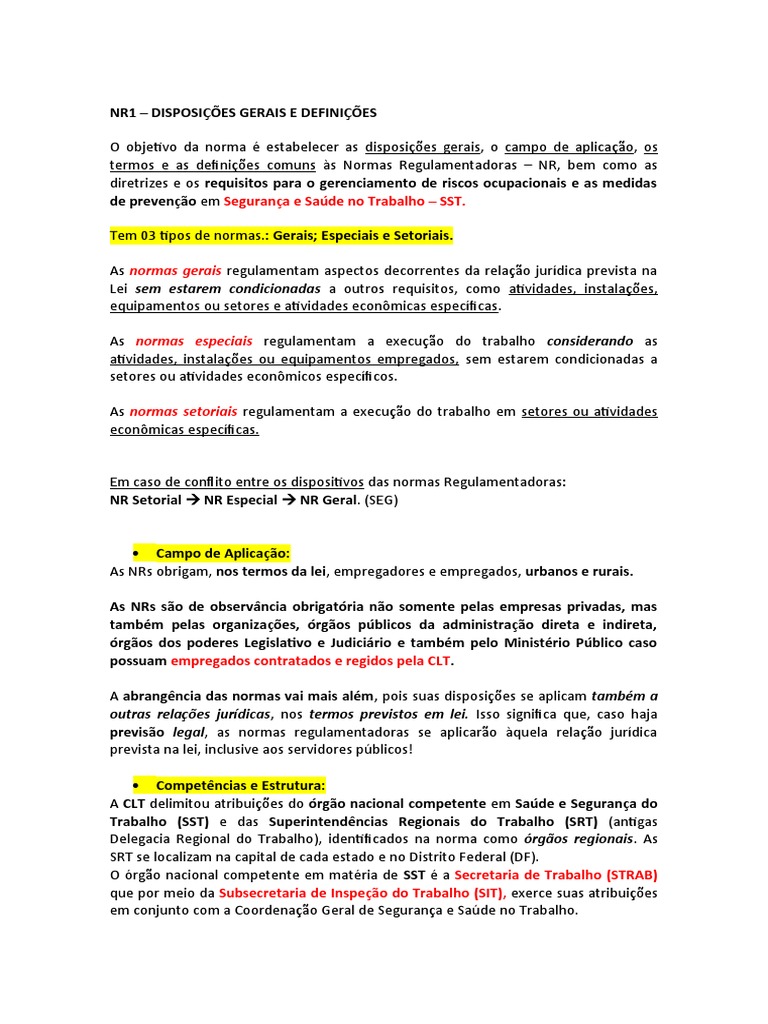 Resumo NR 1 | PDF