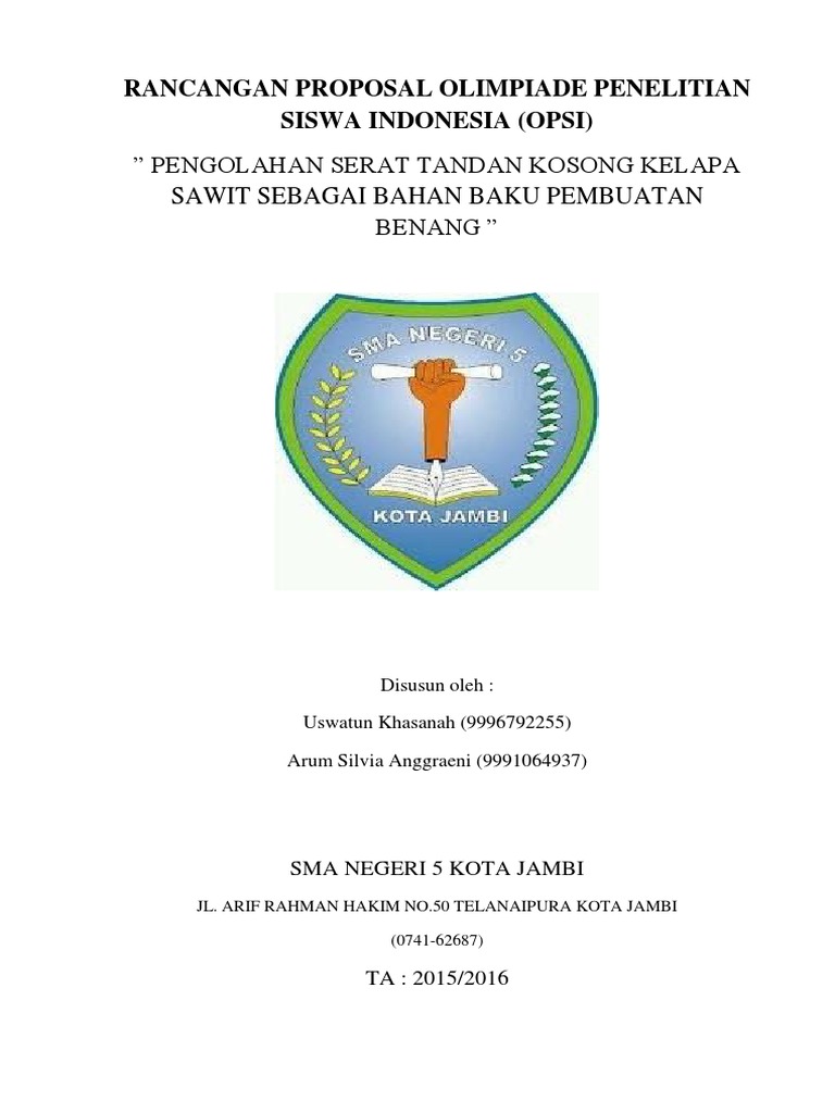 Proposal Pemanfaatan Serat Tandan Kosong Kelapa Sawit | PDF