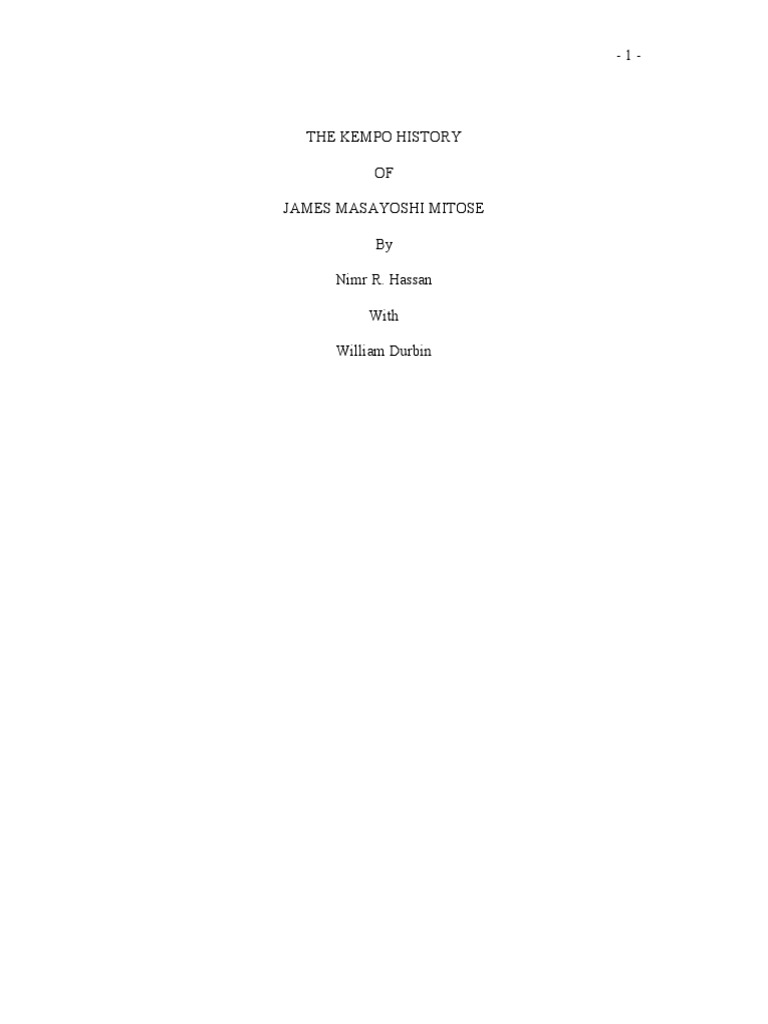 Kempo History of James Mitose | PDF