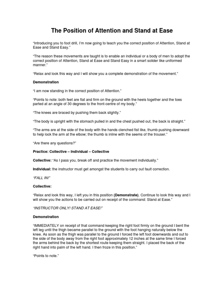 Military Drill: Attention and Ease | PDF | Language Arts & Discipline ...