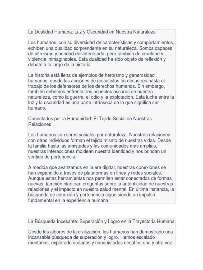 La Dualidad Humana Luz y Oscuridad en Nuestra Naturaleza | PDF