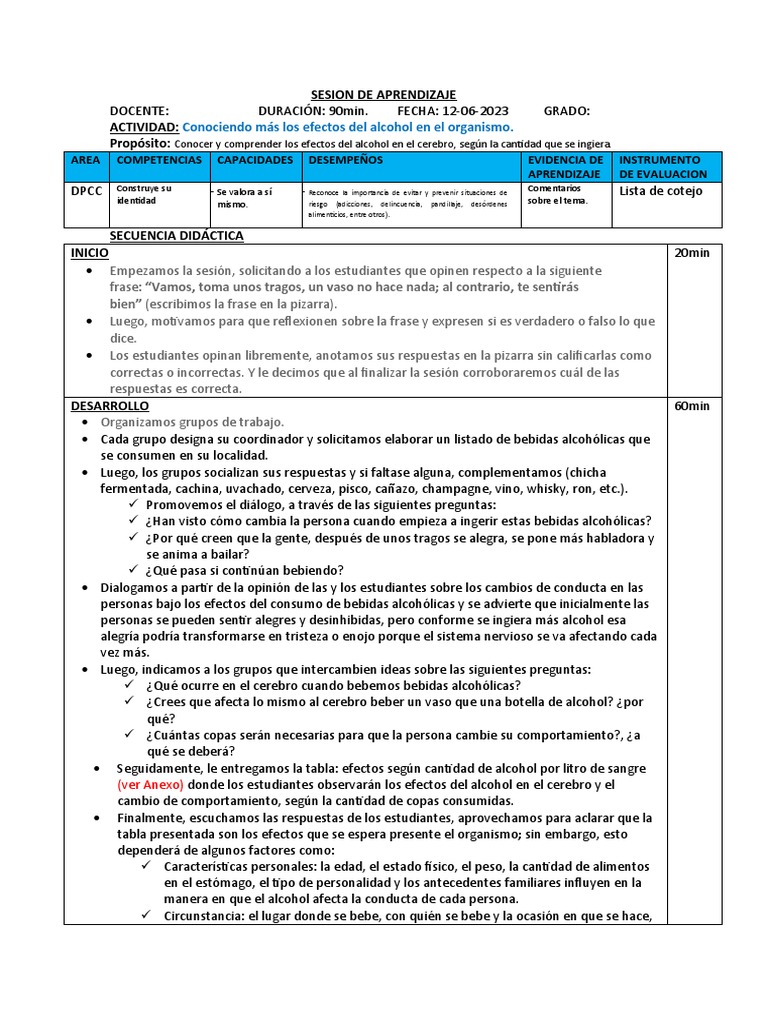 Sesion de Aprendizaje 14 | PDF | Estilo de vida