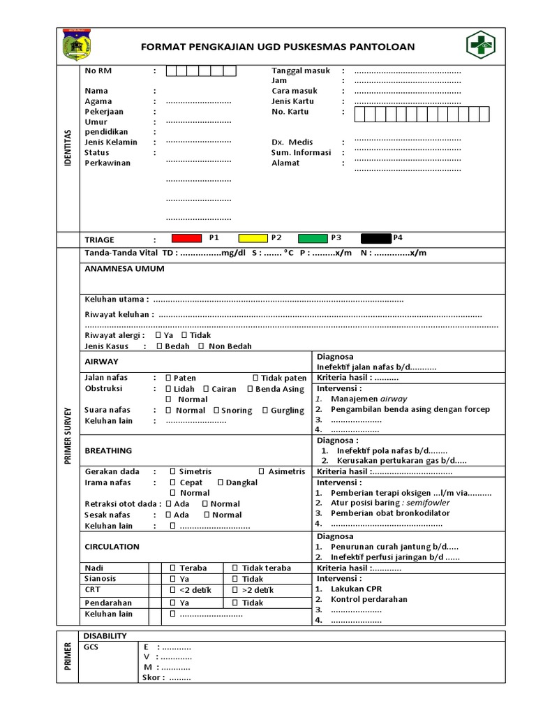 Format Pengkajian Ugd | PDF