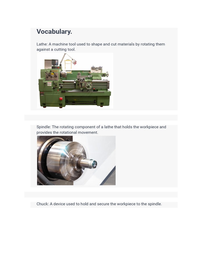 Lathe Machine Terminology Explained | PDF