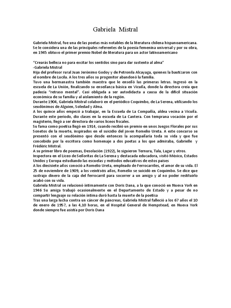 Gabriela Mistral | PDF