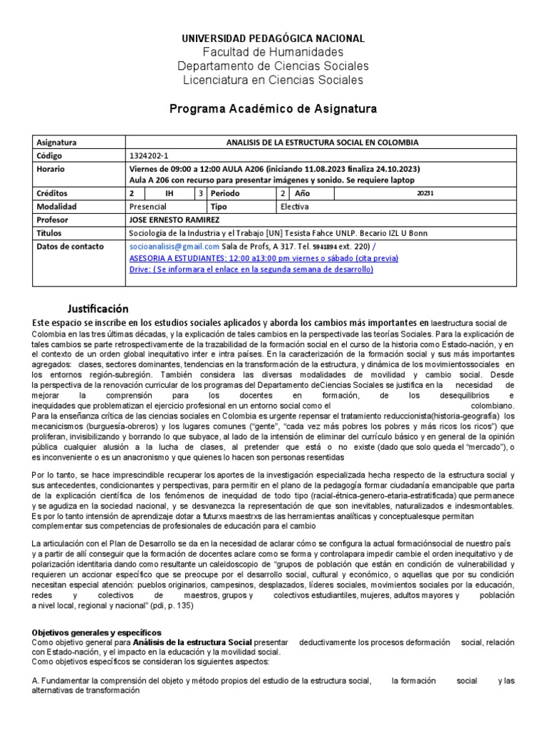 Programa Académico de Asignatura | PDF