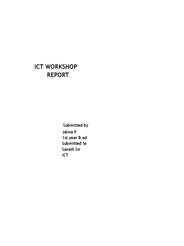 ICT WORKSHOP REPORT | PDF
