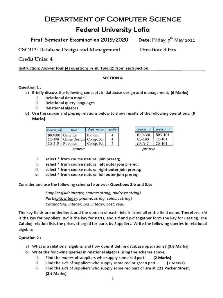 CSC313 Exam 2019-2020 Moderated | Download Free PDF | Relational ...