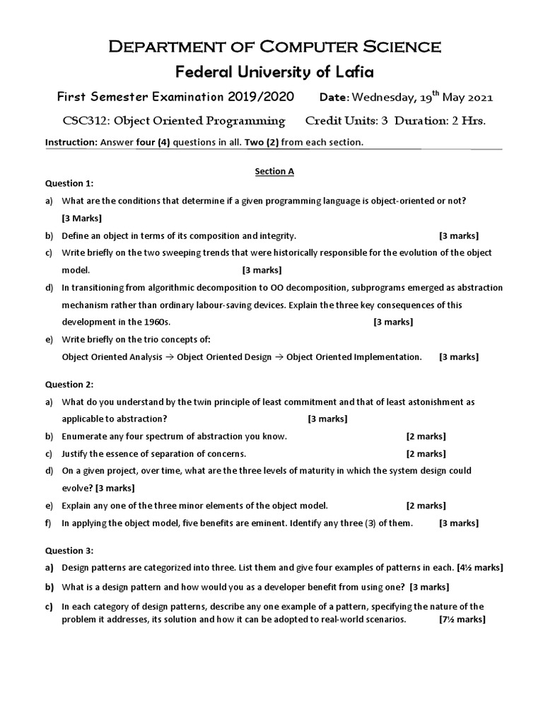 OOP Exam for Computer Science Students | PDF | Use Case | Object (Computer Science)