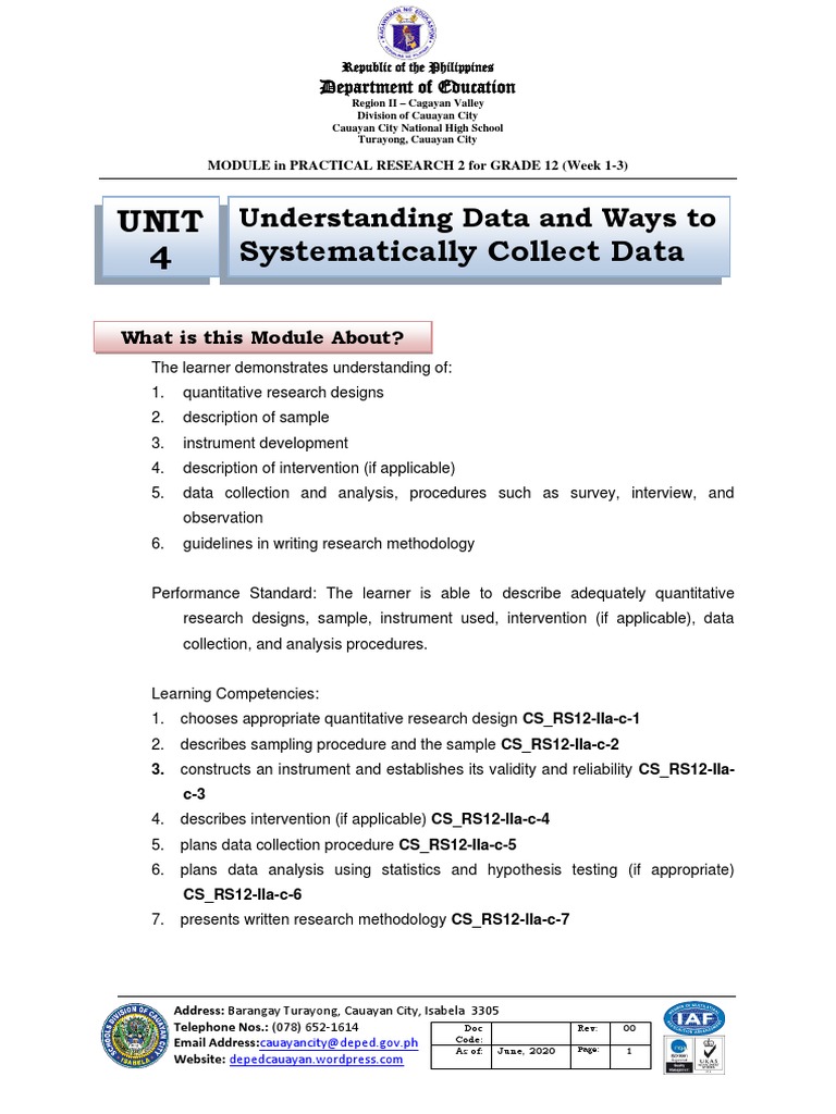 MODULE in PRAC RESEARCH II Unit 4 | PDF